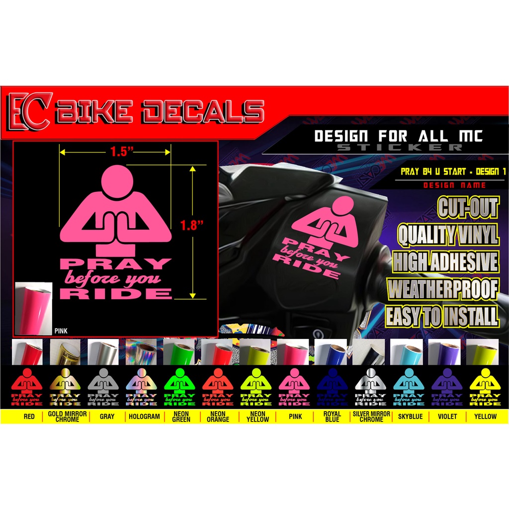 PRAY BEFORE YOU RIDE DECALS - HIGH QUALITY DECALS | Shopee Philippines