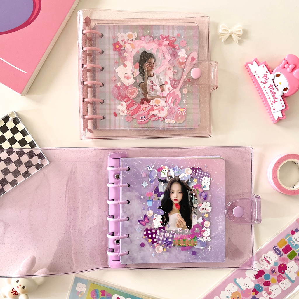 Ins pink flash shell square loose leaf book transparent PVC gukaben ...