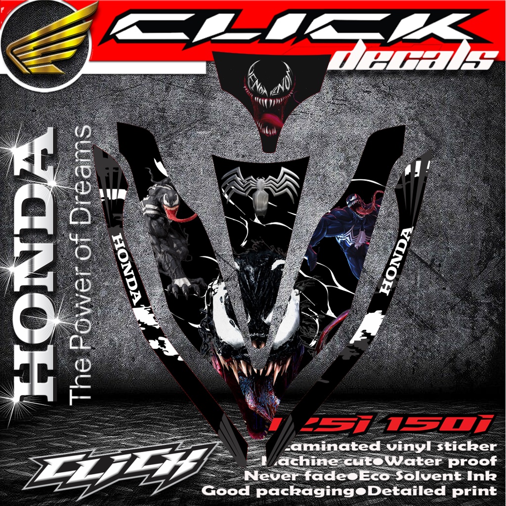 HONDA CLICK V2 125i / 150i VENOM FRONT DECALS STICKER FOR MOTORCYCLE ...