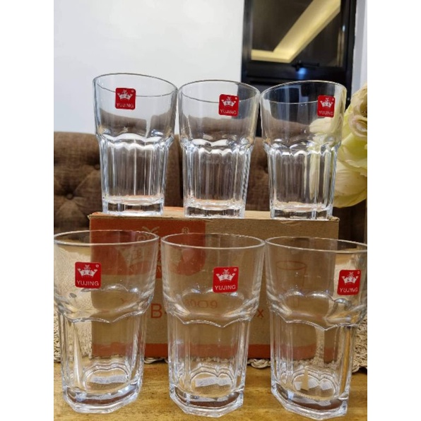 6pcs(set) Tall water glass 12cm height | Shopee Philippines
