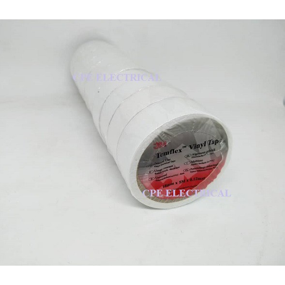 [BUNDLE] 3M Temflex Vinyl Electrical Insulating Wire Tape WHITE X 10pcs ...