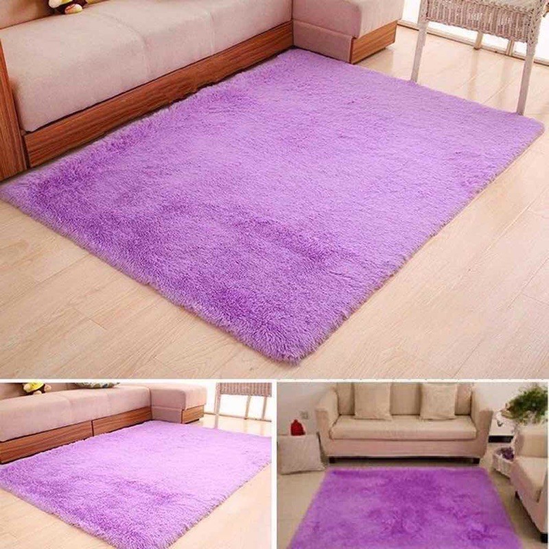 Purple 80cm x 120cm Home Living Fluffy Rugs Shaggy Dining Room Floor ...