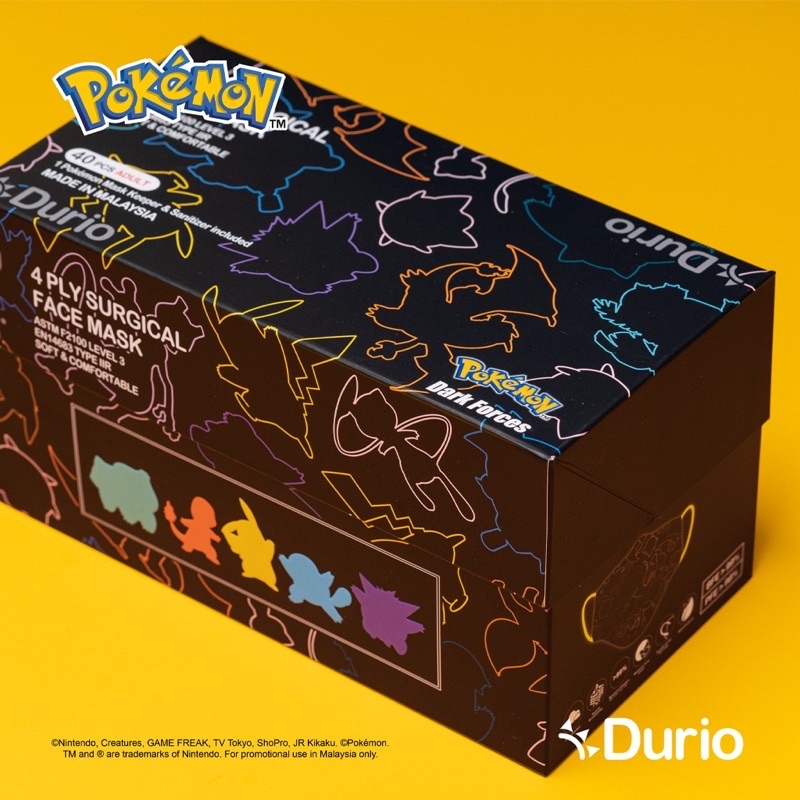 Durio Authorised Reseller 546A Pokemon Adult 4 Ply Surgical Face Mask ...