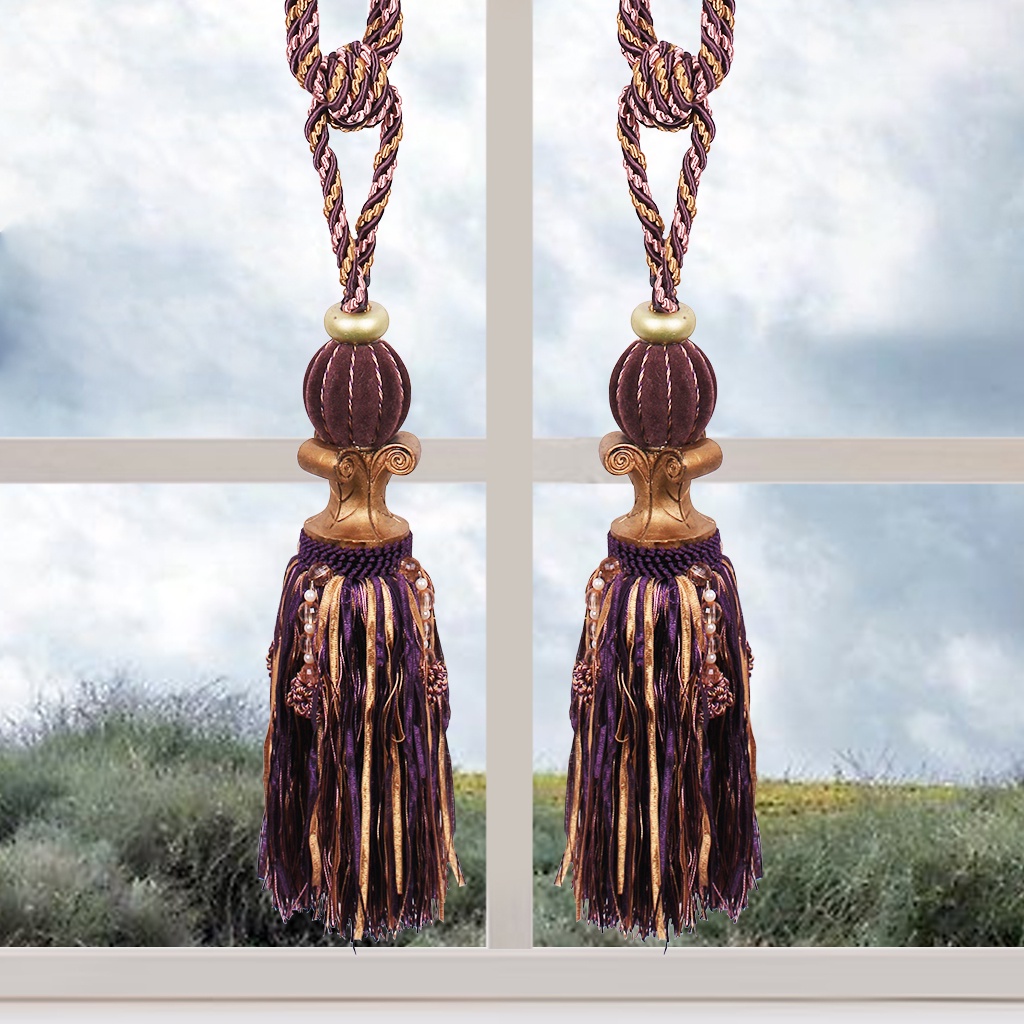 1 Pair Beaded Tassel Tiebacks Curtain Fringe Ties Backs Curtain Hook ...