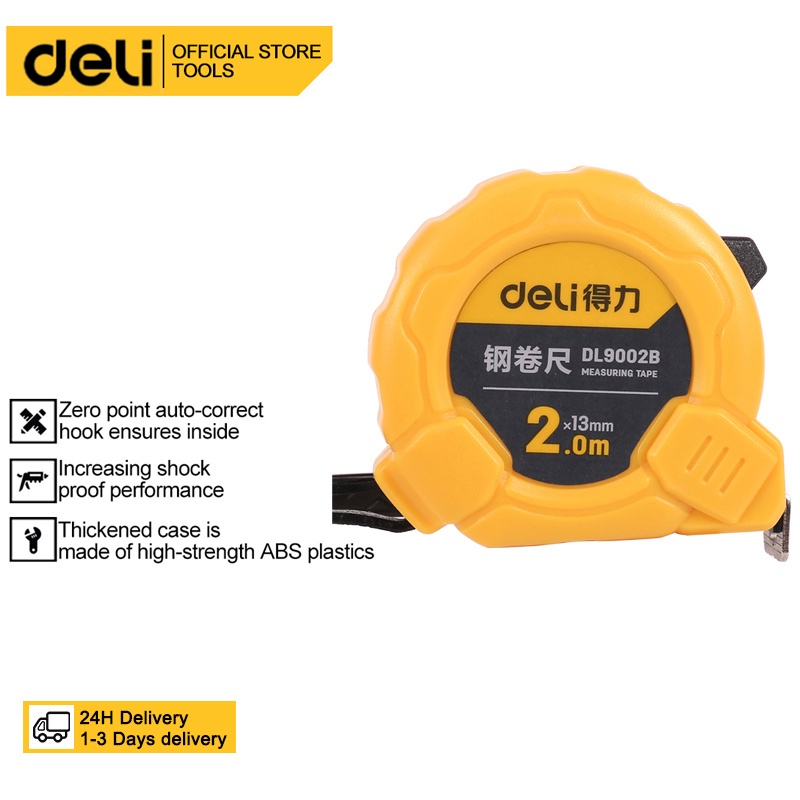 Deli Measuring Tape 2M|3M|5M|7.5|10M Industrial Steel SELF LOCK ...