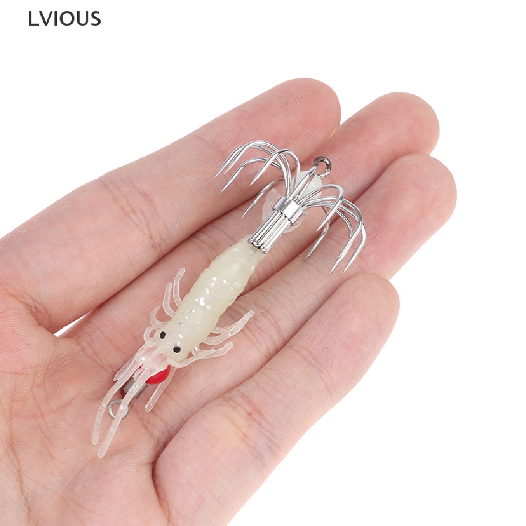 LVIOUS 1PC Luminous Squid Jigs Glow Wood Shrimp with Octopus Squid Hook Fishing Lure . | Shopee ...