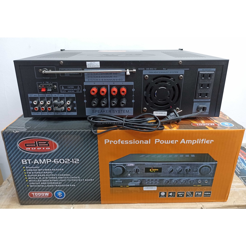 DB Audio Amplifier BT-AMP-602-12 1000Watts BT/USB/SD/FM Professional ...