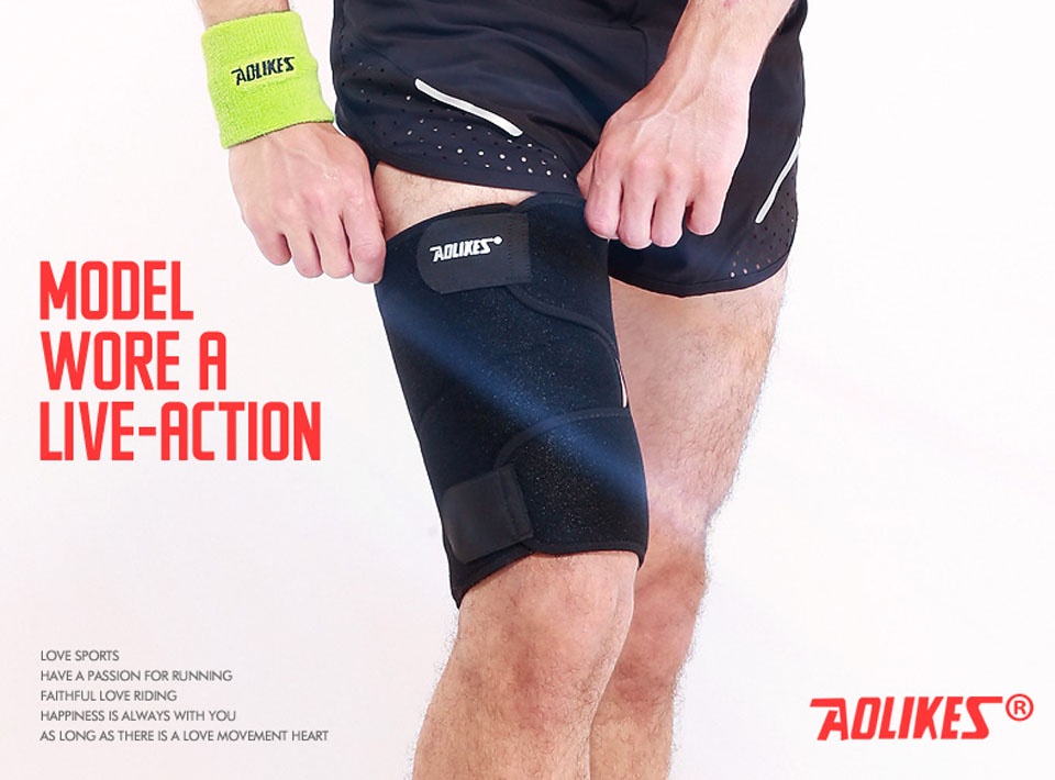 AOLIKES 1Pc Thigh Brace Support Hamstring Wrap Compression Sleeve ...