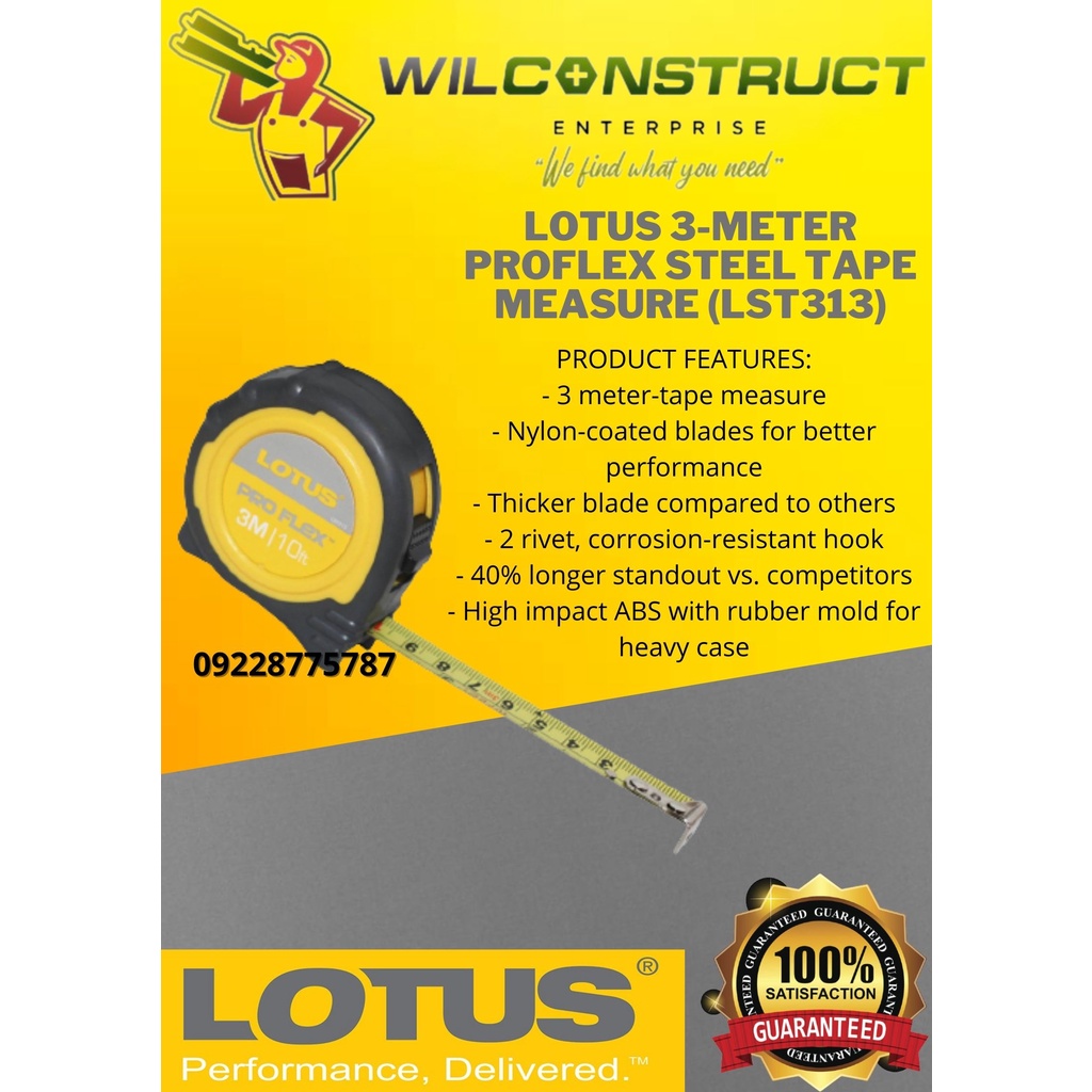LOTUS 3-Meter Proflex Steel Tape Measure (LST313) | Shopee Philippines