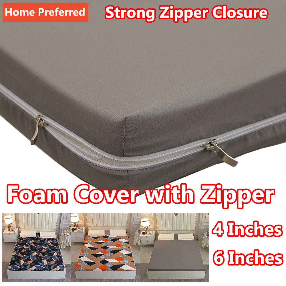 Foam Cover with Zipper 4 Inches 6 Inches Bed Sheet with Zipper (balot ...