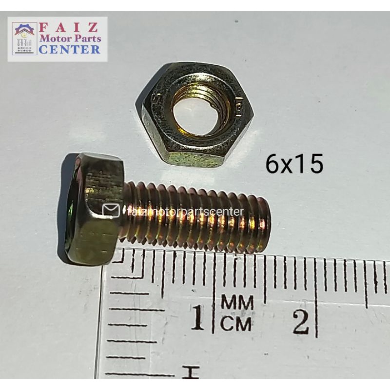 BH. 6x10mm up to 6x100mm (#10 sa yabe /tools)GOLD PLATED HEX BOLT WITH ...