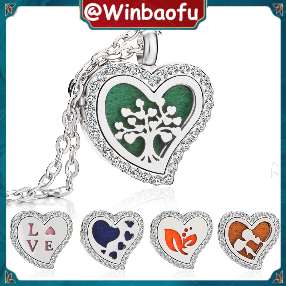Aromatherapy Necklace Diffuser Pendant Tree Love Heart Essential Oil ...