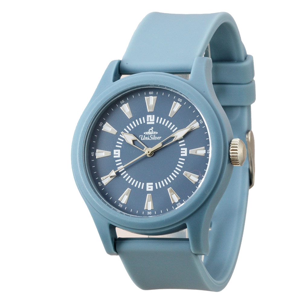 UniSilver TIME Unisex Light Blue Gray Analog Rubber Watch KW4143-1011 ...