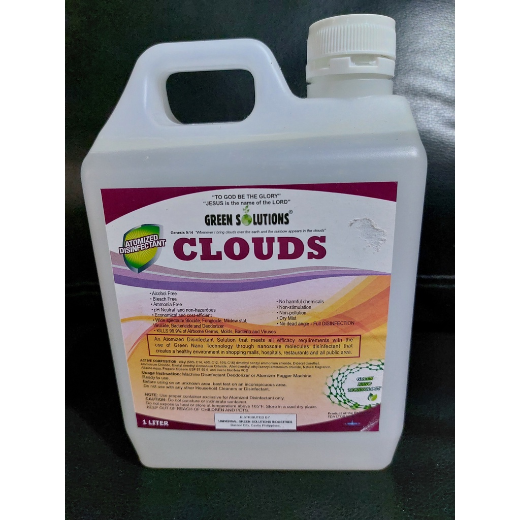 Green Solutions Clouds Atomized Disinfectant (Fogging Solution) 1 Liter | Shopee Philippines
