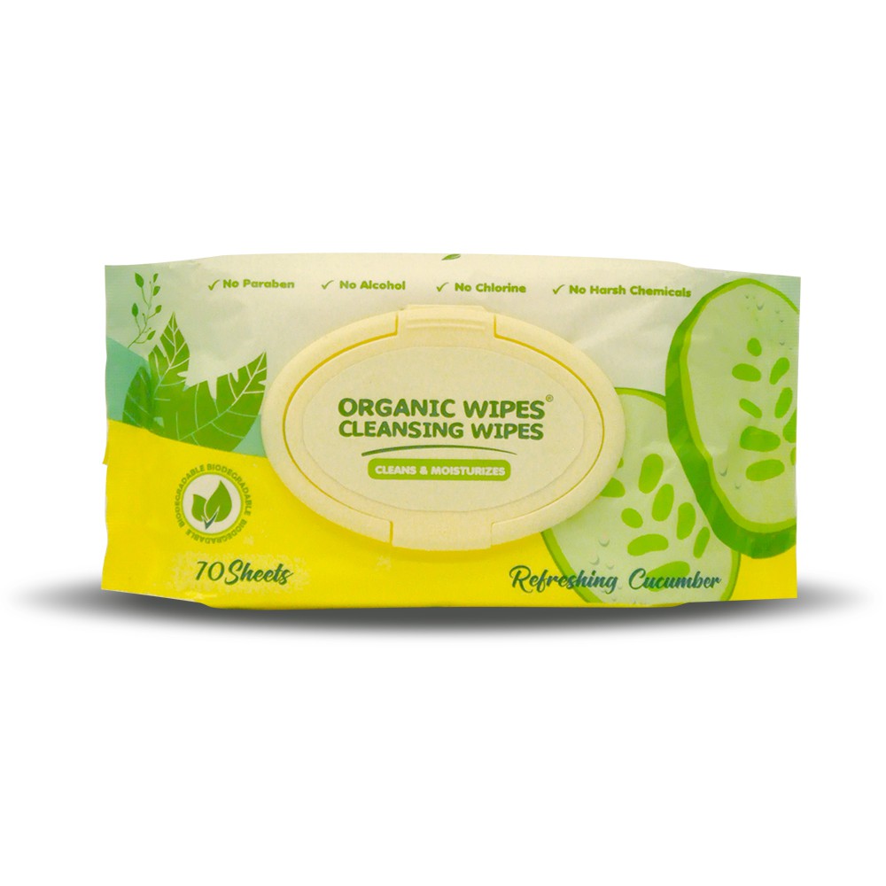 Organic Wipes Cleansing Wipes Refreshing Cucumber 70s | Shopee Philippines