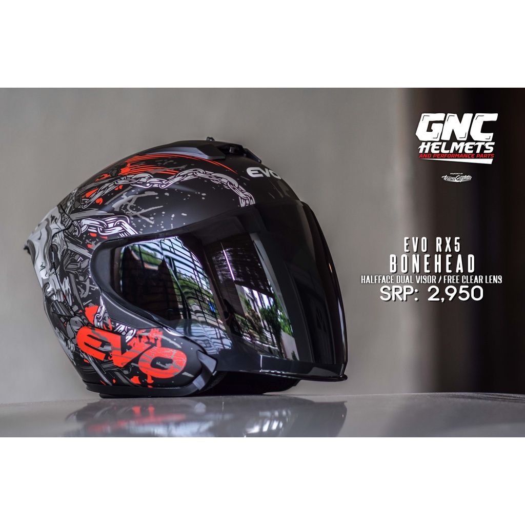 Evo Rx5 Bonehead (Halfface Dual visor) | Shopee Philippines