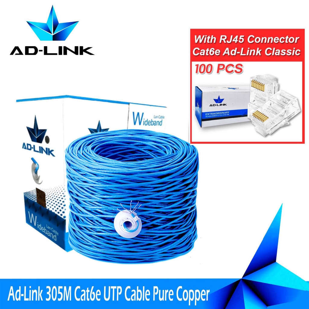 Ad-Link 305M Cat6e UTP Cable Indoor Pure Copper With 100pcs Ad-Link ...