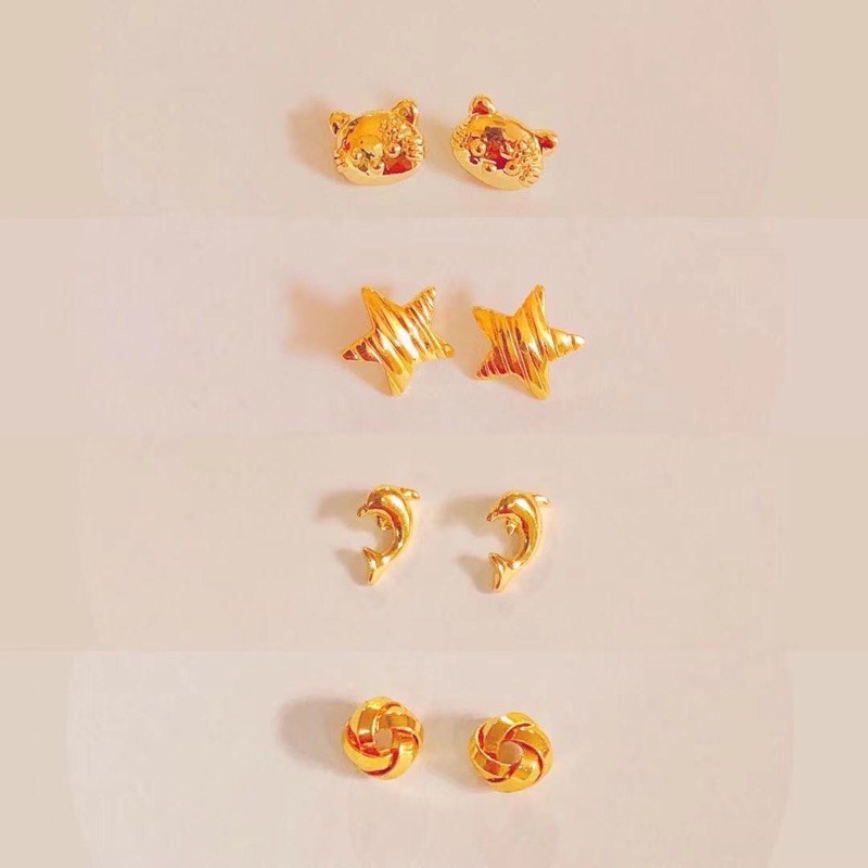 jewelry 14k gold plated Bangkok gold stud earrings for women hikaw ...