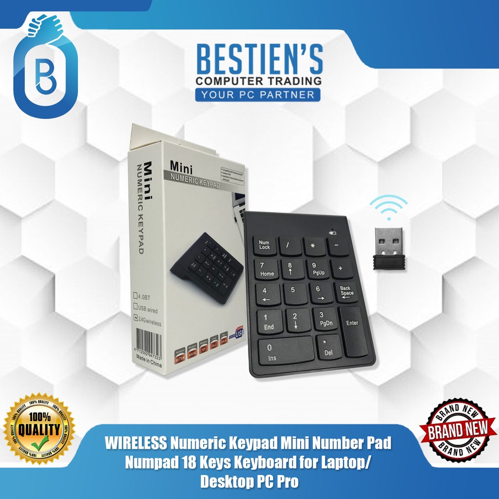 WIRELESS Numeric Keypad Mini Number Pad Numpad 18 Keys Keyboard for ...