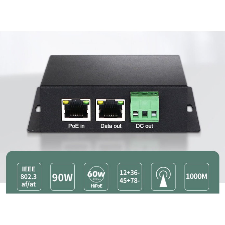 Industrial grade Isolation POE Gigabit splitter high power 90W 12V ...