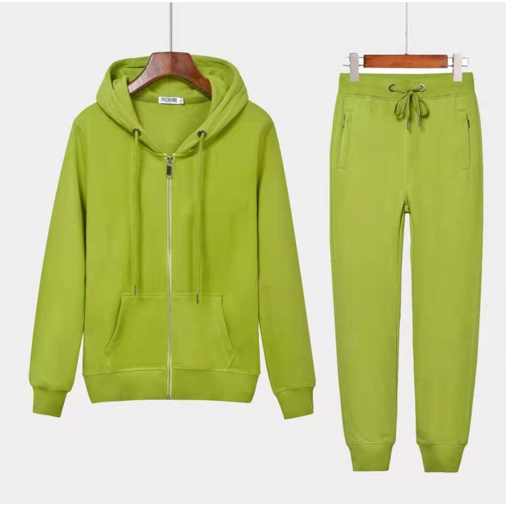 (COD)Unisex Plain Hoodie Jacket with Zipper and Cotton Plain Jogger ...