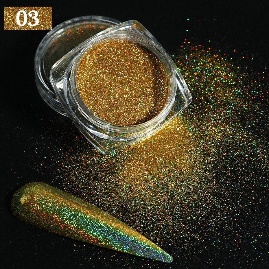 Hama Nail 1g Laser Silver Holographic Nail Glitter Powders Chrome