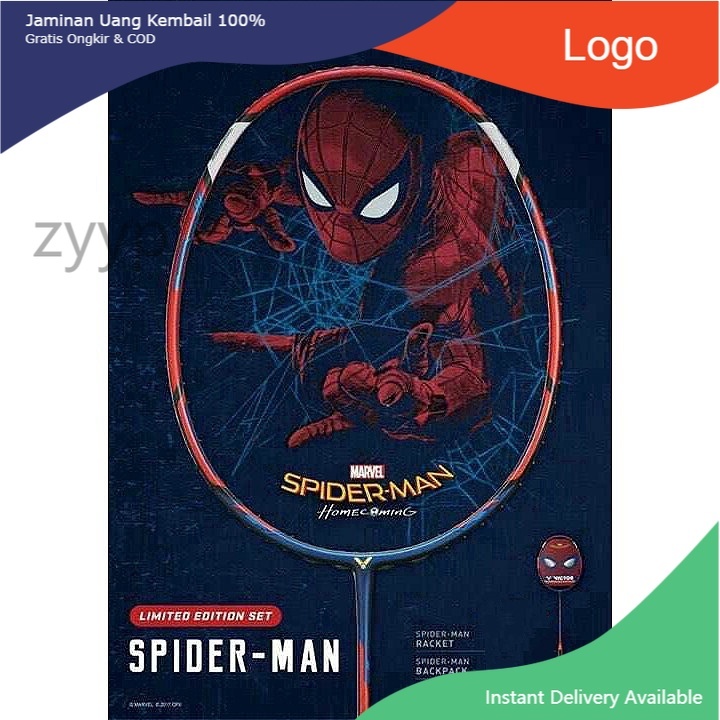 Victor Spider-Man badminton racket + Rope clip Limited edition ...