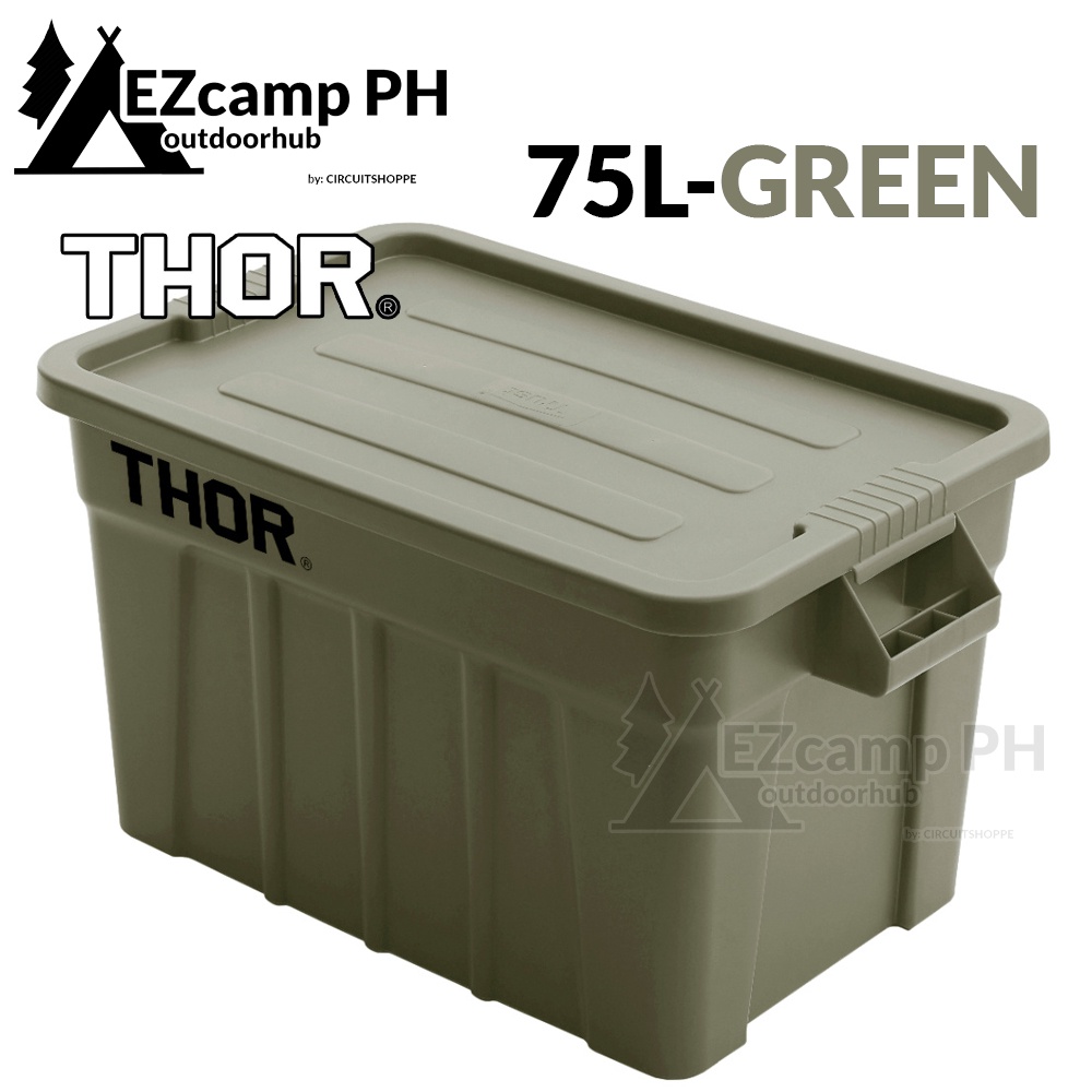 THOR ® Premium 75L Stackable Plastic Storage Box with Lid Outdoor Camping Travel Heavy Duty ...