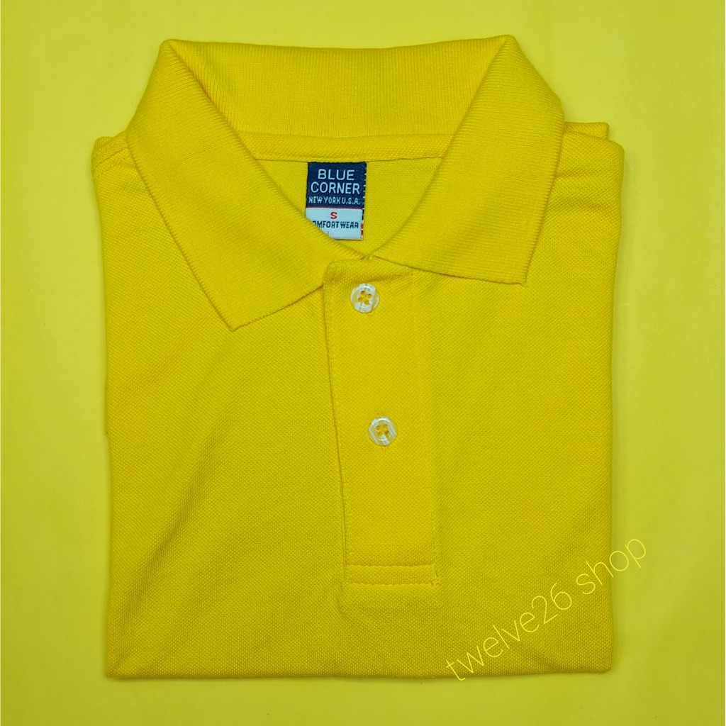 Blue Corner PoloShirt Comfort Men Unisex Plain Canary Yellow Gold Maize ...