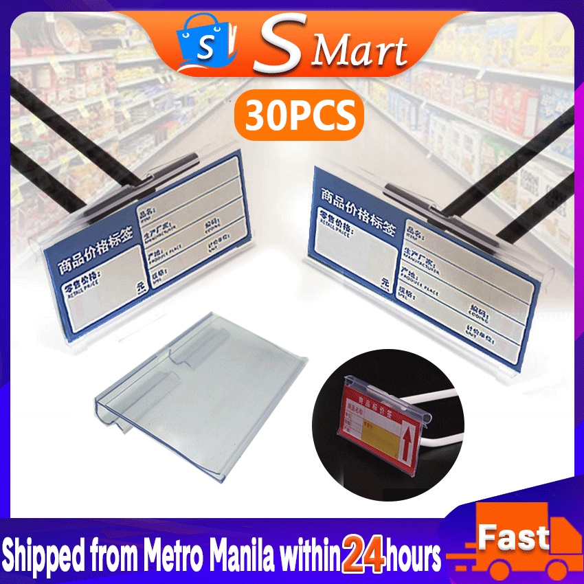 30pcs/set PVC Price Tag Sign Label Display Hanging Holder For Supermarket Storage Shelf Rack ...
