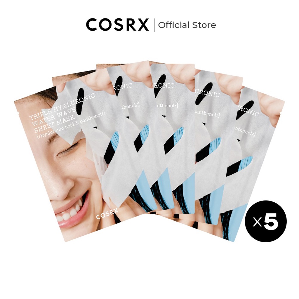 [COSRX OFFICIAL] Triple Hyaluronic Water Wave Sheet Mask, 1ea, 3ea, 5ea ...