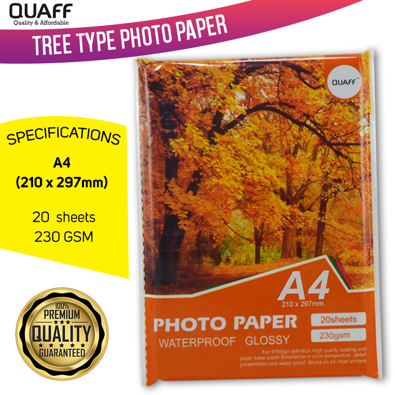 QUAFF Tree Type Inkjet Photo paper Glossy A4 | 5R | 3R & 4R Size 230gsm ...