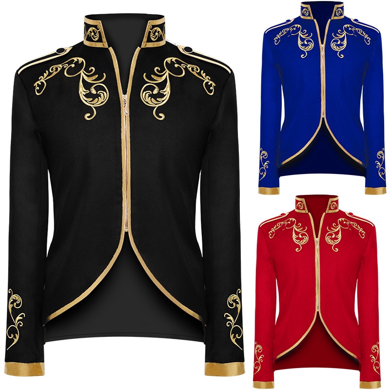 Golden Embroidery King Prince Renaissance Medieval Men Custome Cosplay ...