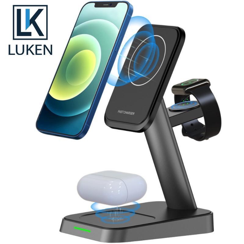 LUKEN Wireless Charger 3 in 1 Wireless Charging Stand 15W Fast Charging ...