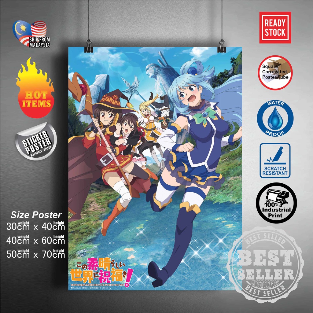 KonoSuba God's Blessing on this Wonderful World Anime poster Sticker ...