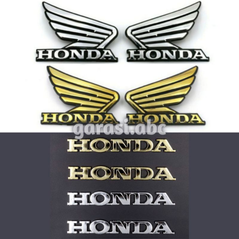 Honda Wing Body Badge Emblem Embossed 3D Sticker Chrome Logo Writing ...
