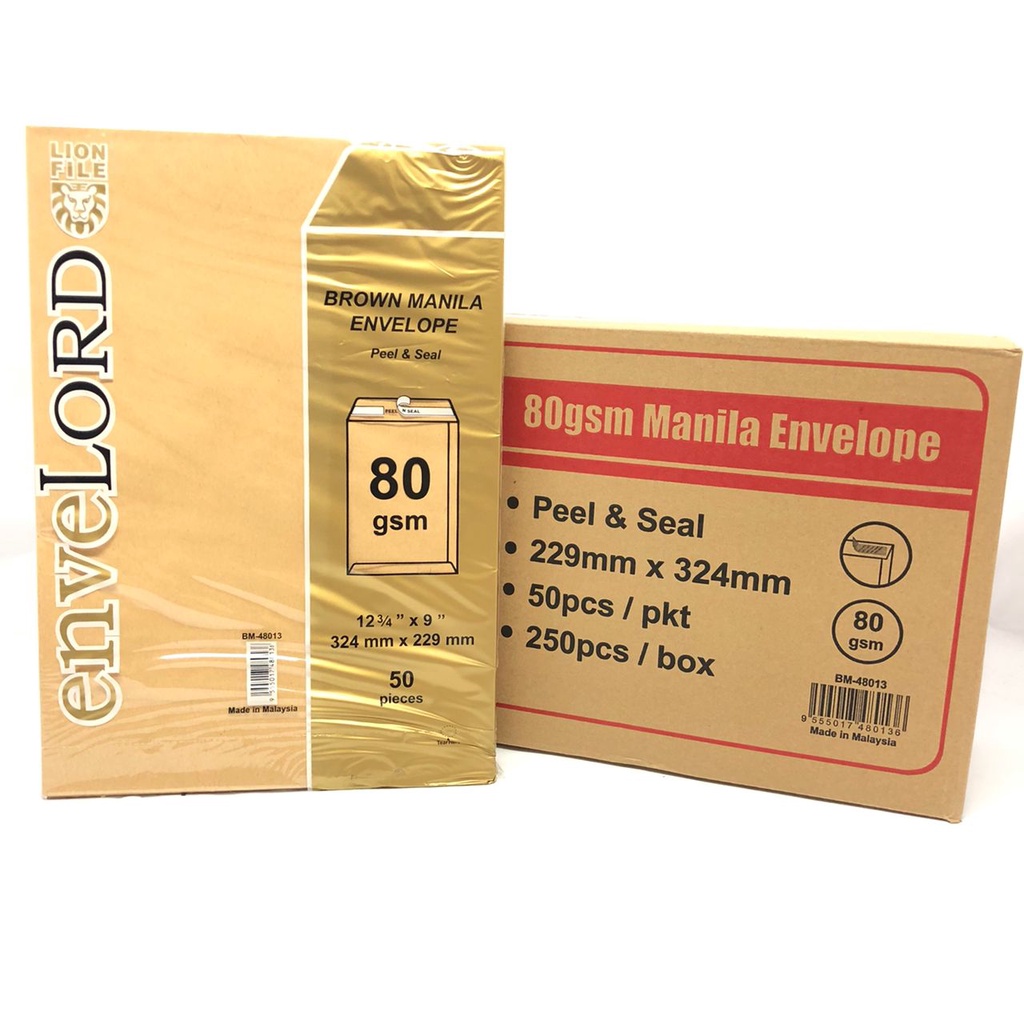 A4 Peal & Seal Brown Manila Envelope 80GSM 9" x 12.75" (50PCS/PKT ...