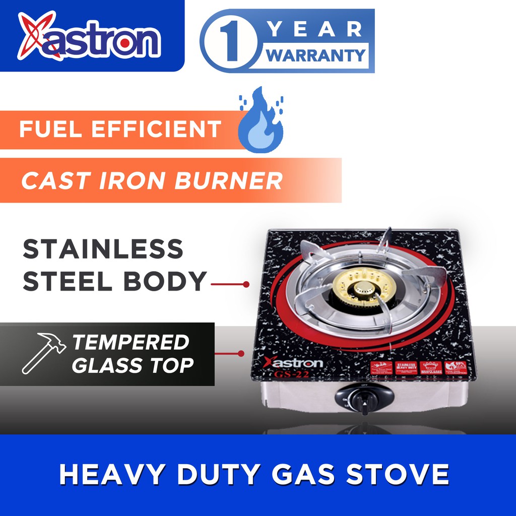 Astron GS22 Single Burner Gas Stove - Heavy Duty | Tempered Glass Top ...