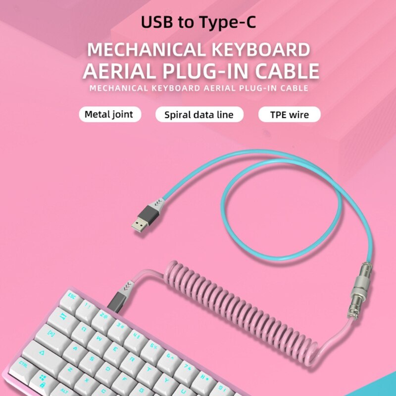 1.7M Type-C to USB Mechanical Keyboard Cable Custom Coiled Cable USB ...