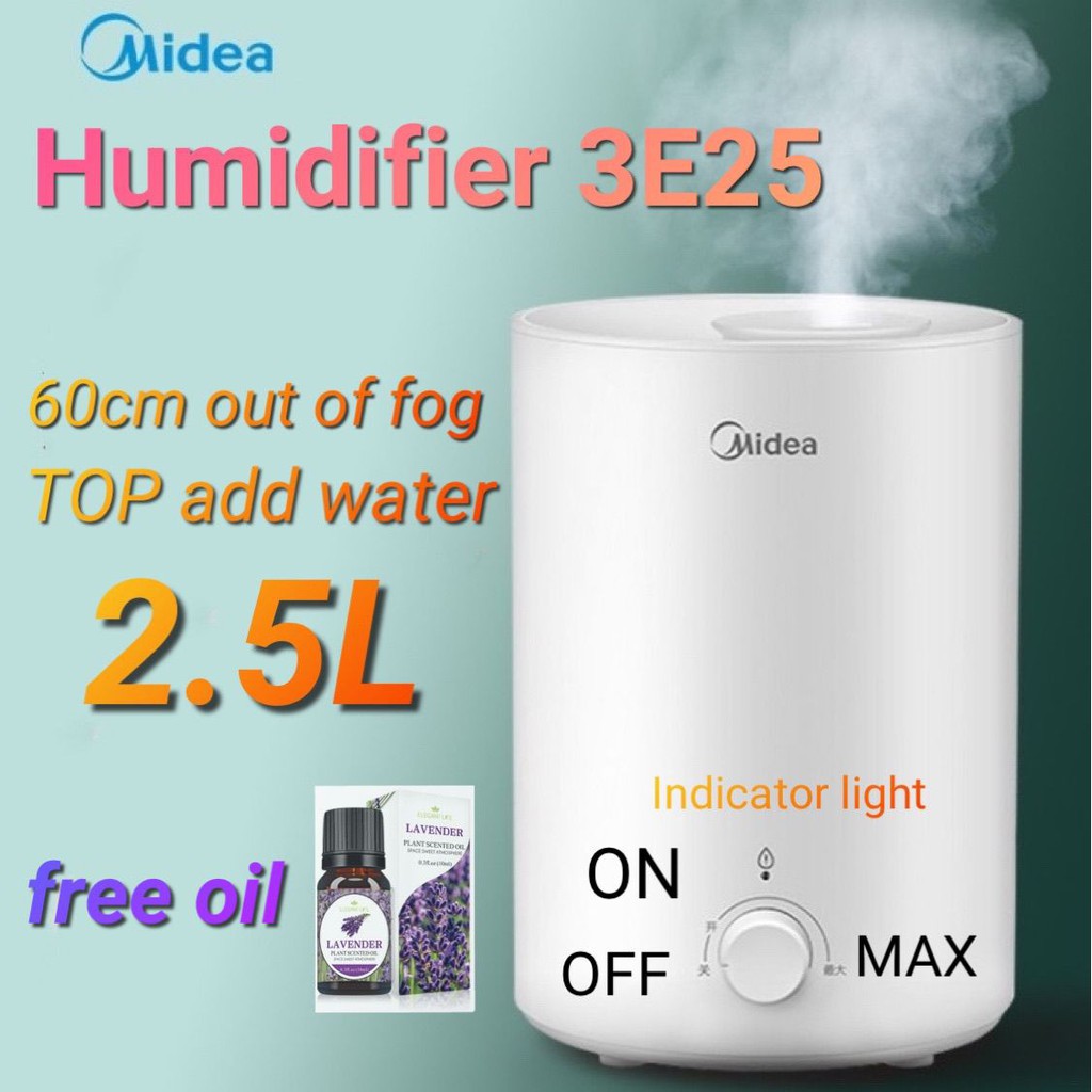 Midea Big Size 2.5L Air Humidifier Ultrasonic Aroma Diffuser Air ...