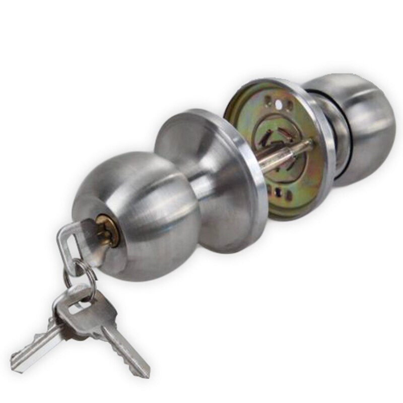 Stainless Steel Round Door Knobs Rotation Lock Knobset Door Handle Lock ...