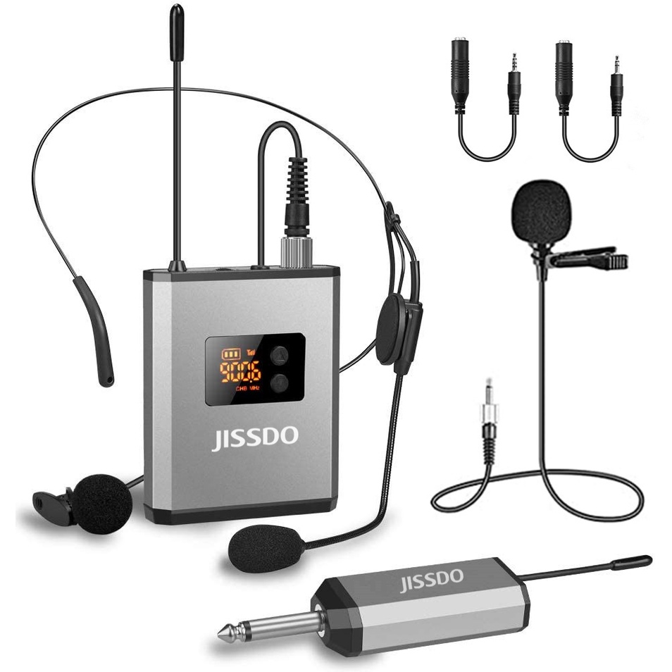 JISSDO Bodypack Wireless Microphone Lavalier Lapel Mic System Tunable ...