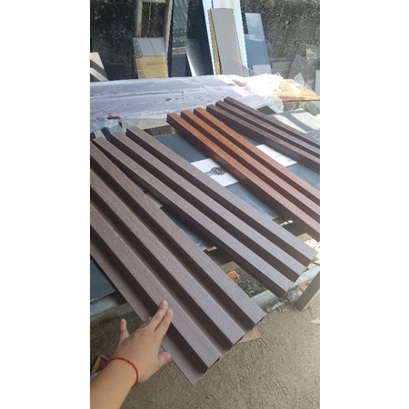 Size 70x20x3cm @ 8Pcs. Fluted Wall Panel WPC. Wall Accent | Shopee ...