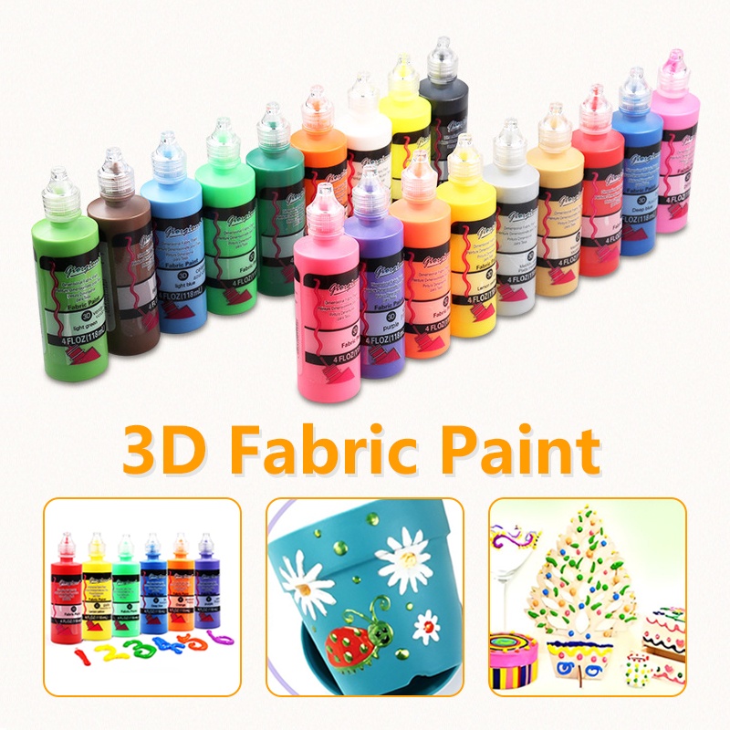 Multicolor 3D fabric paint 118ML permanent textile paint | Shopee ...
