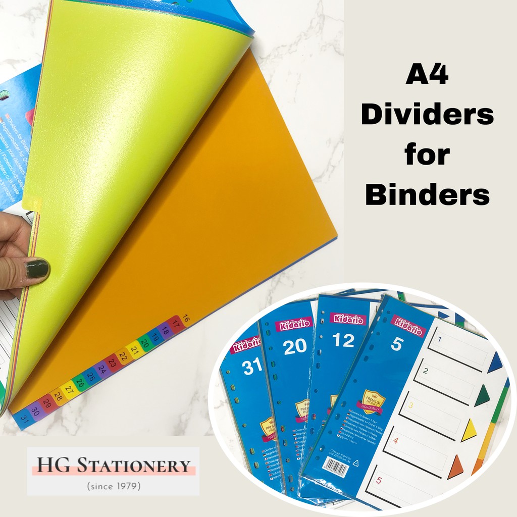 (5/10/12/20/31 Tabs) A4 Kidario Binder Dividers Index Paper with Tabs ...