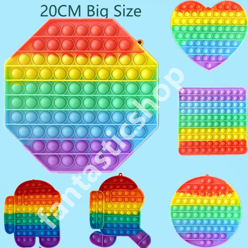 20CM Big Size Pop It Push Bubble 20cm / Rainbow Jumbo Pop It / Tiedie ...