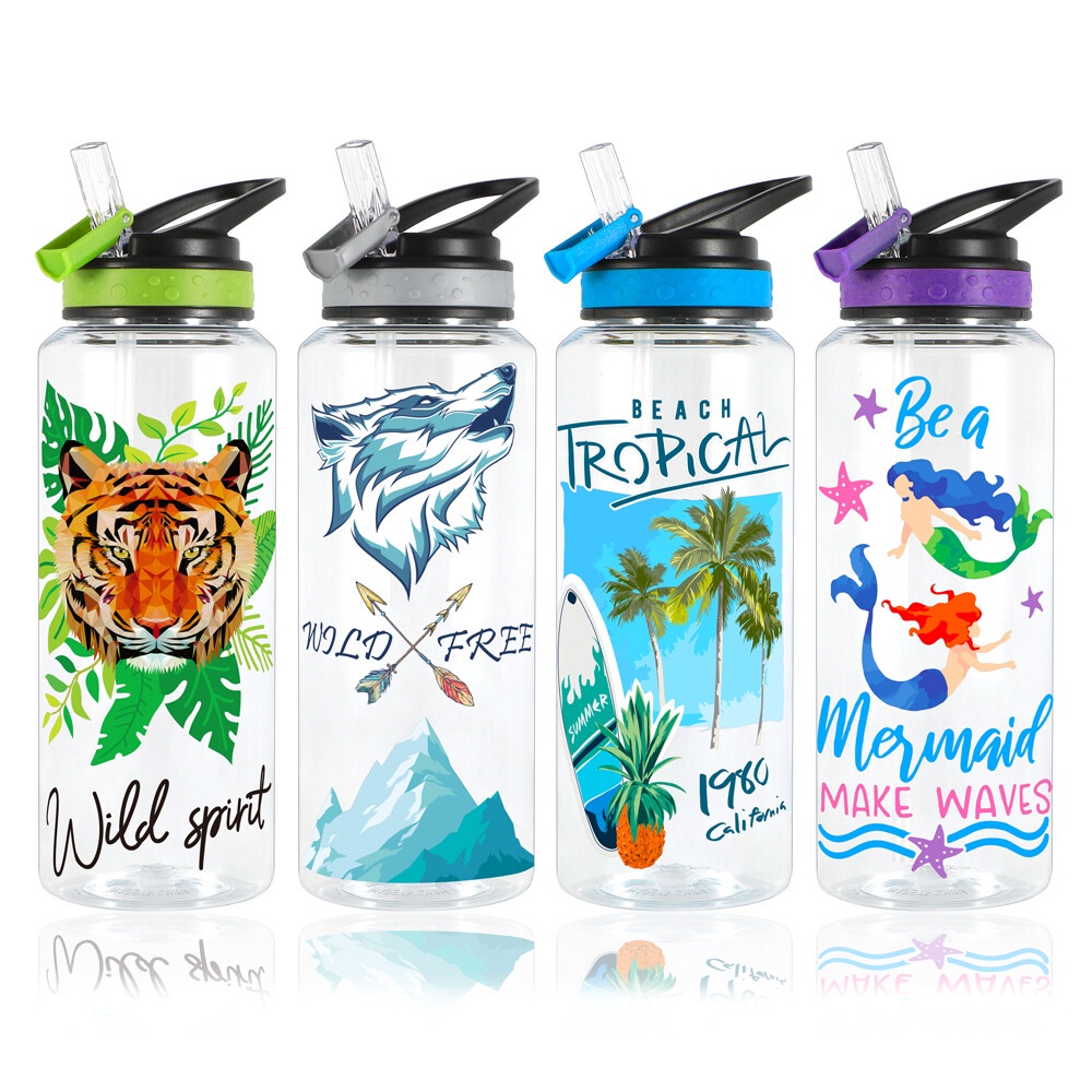 Cute Water Bottle for School Kids Girls, BPA FREE Tritan & Leak Proof Flip Top Lid 32oz / 950ml ...