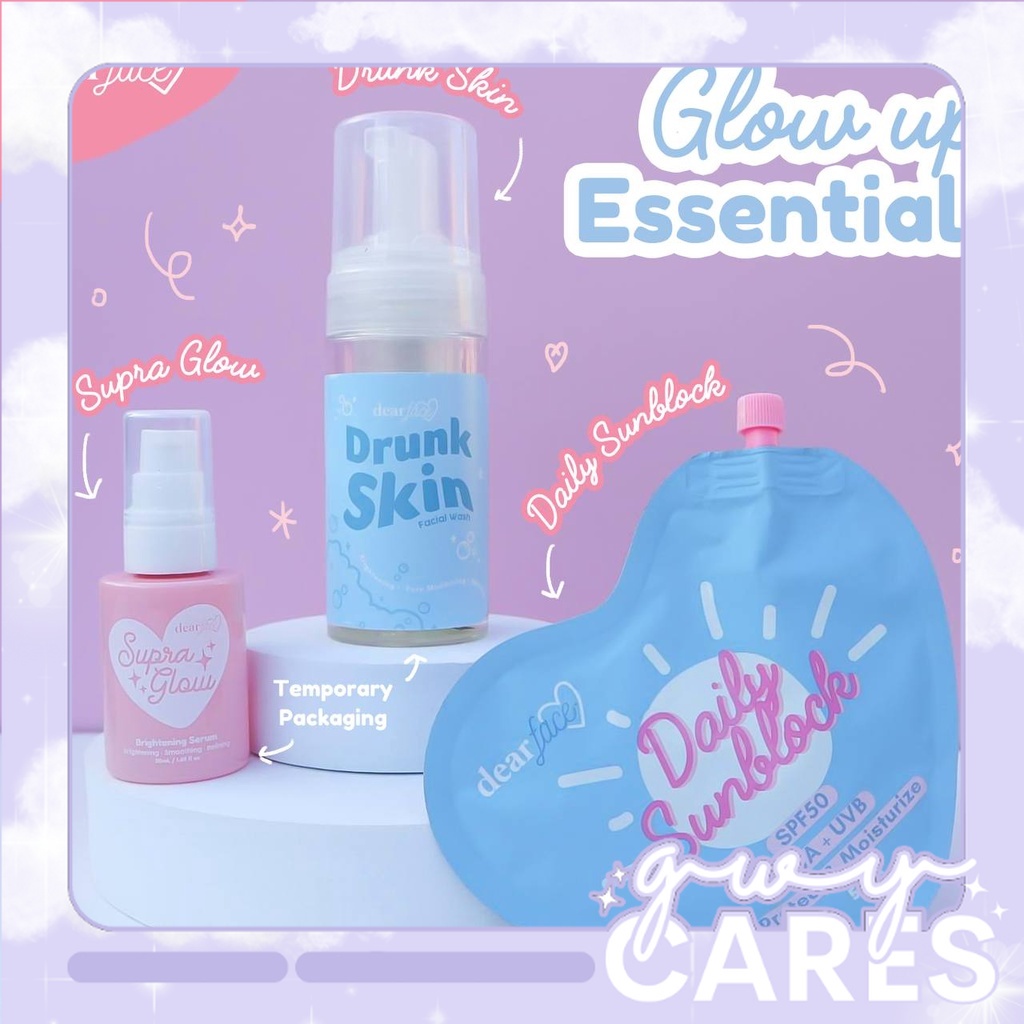 Dear Face BEST TRIO Drunk Skin, Supraglow Serum, Daily Sunblock ...