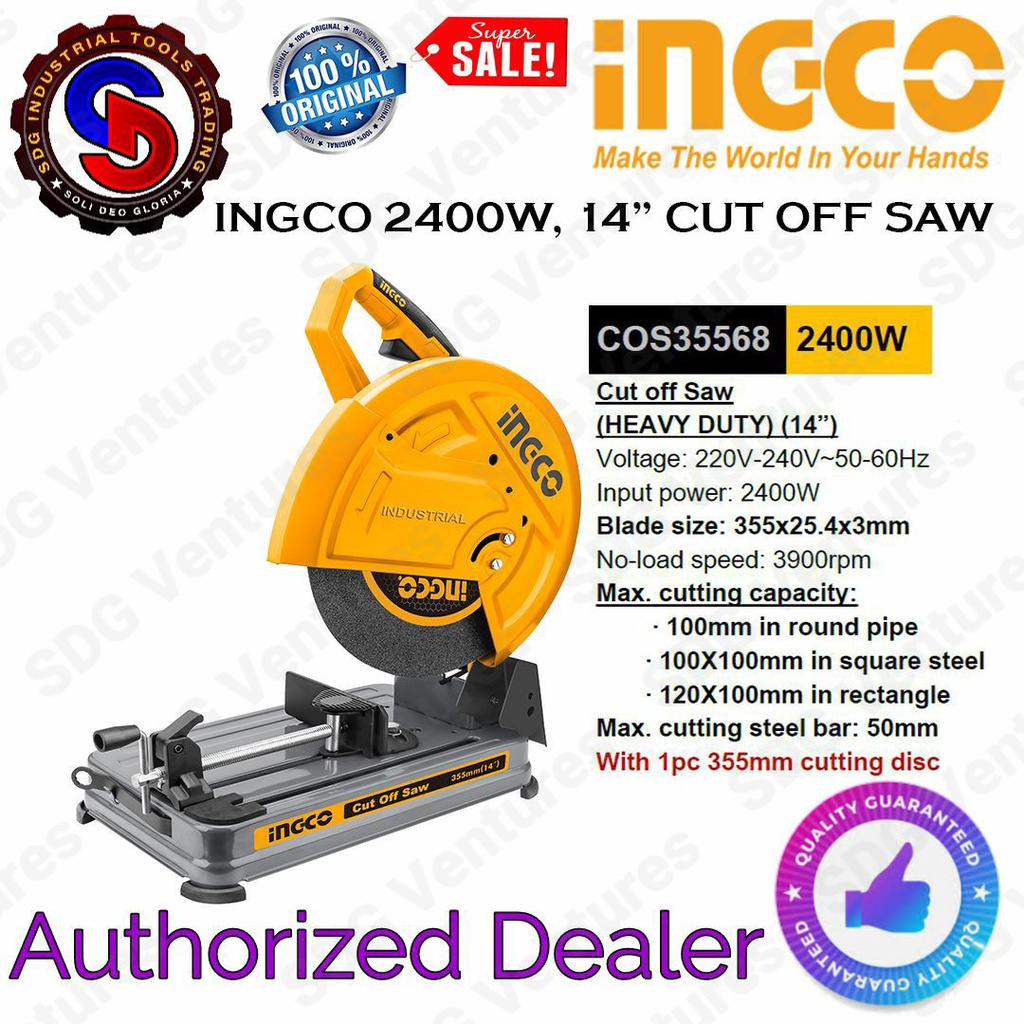 INGCO 2400W, 14" Heavy Duty Cut Off Saw (COS35568) | Shopee Philippines