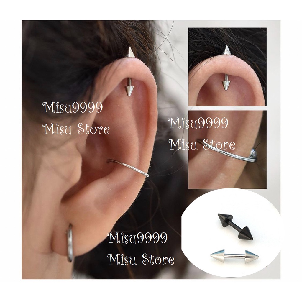 Titanium piercing with 2 arrow ends for men and women (wearing helix ...